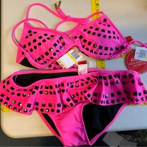 Red Carter | Swim | Rare Red Carter Hot Pink Brazilian Flounce Bikini ...